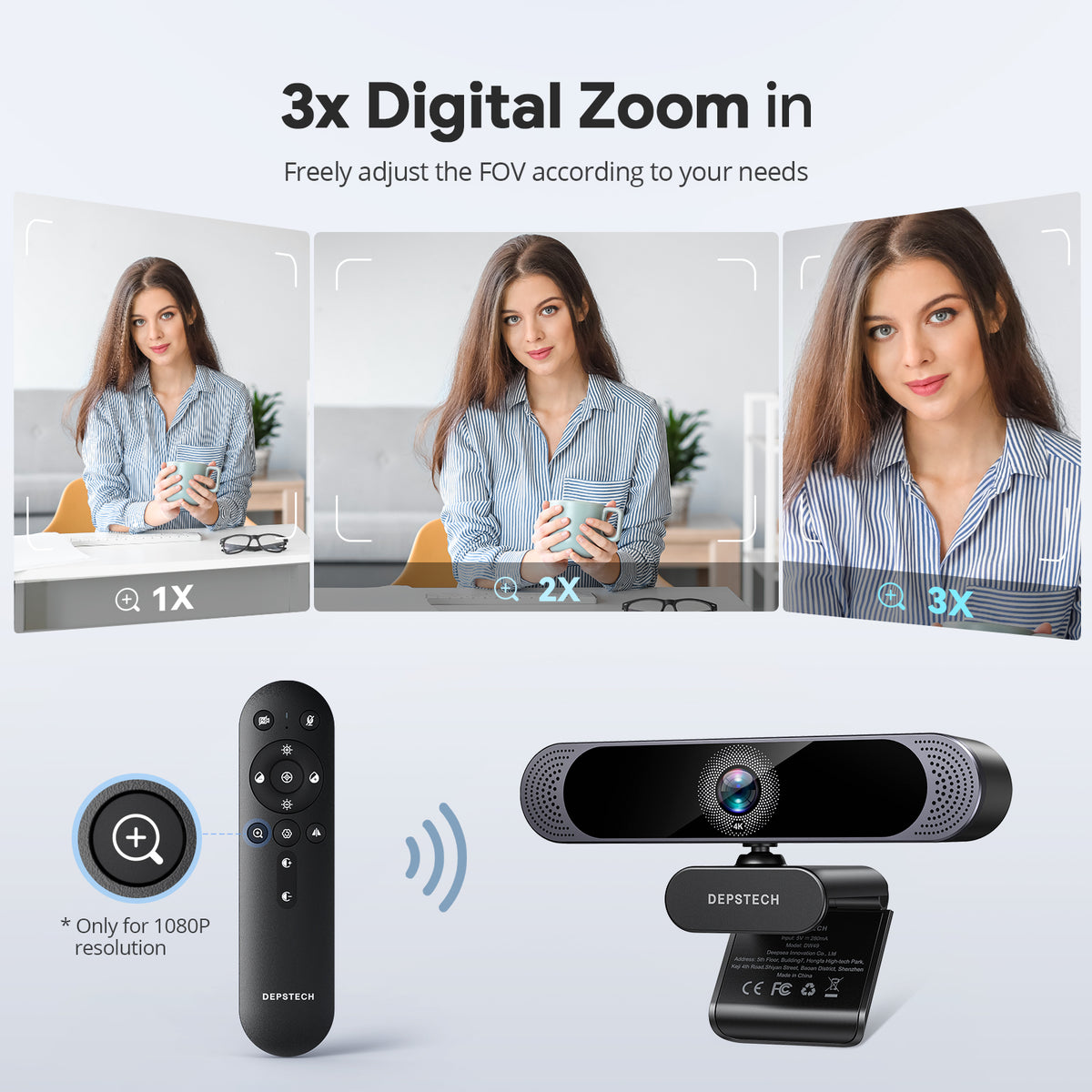 DEPSTECH DW49 Pro 3X Zoomable 4K Webcam with Remote