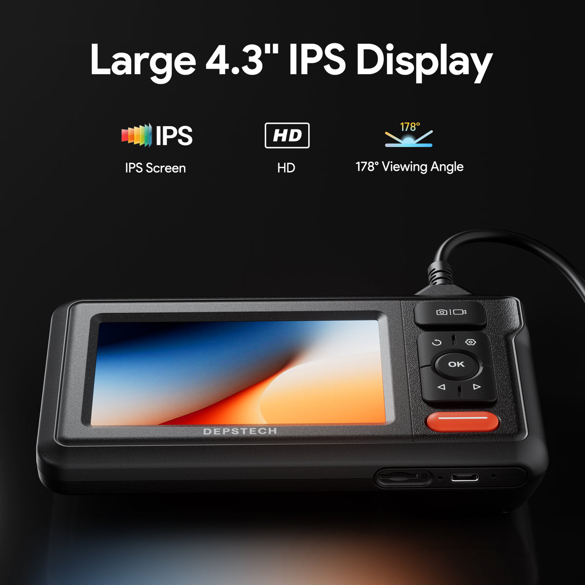 DEPSTECH DS320 Dual Lens Borescope 4.3'' IPS Screen Inspection Camera