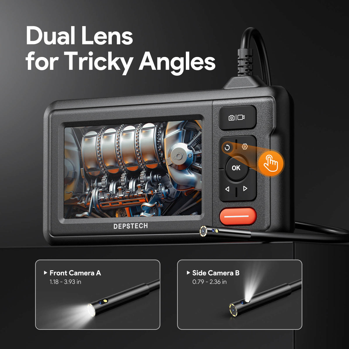 DEPSTECH DS320 Dual Lens Borescope 4.3'' IPS Screen Inspection Camera