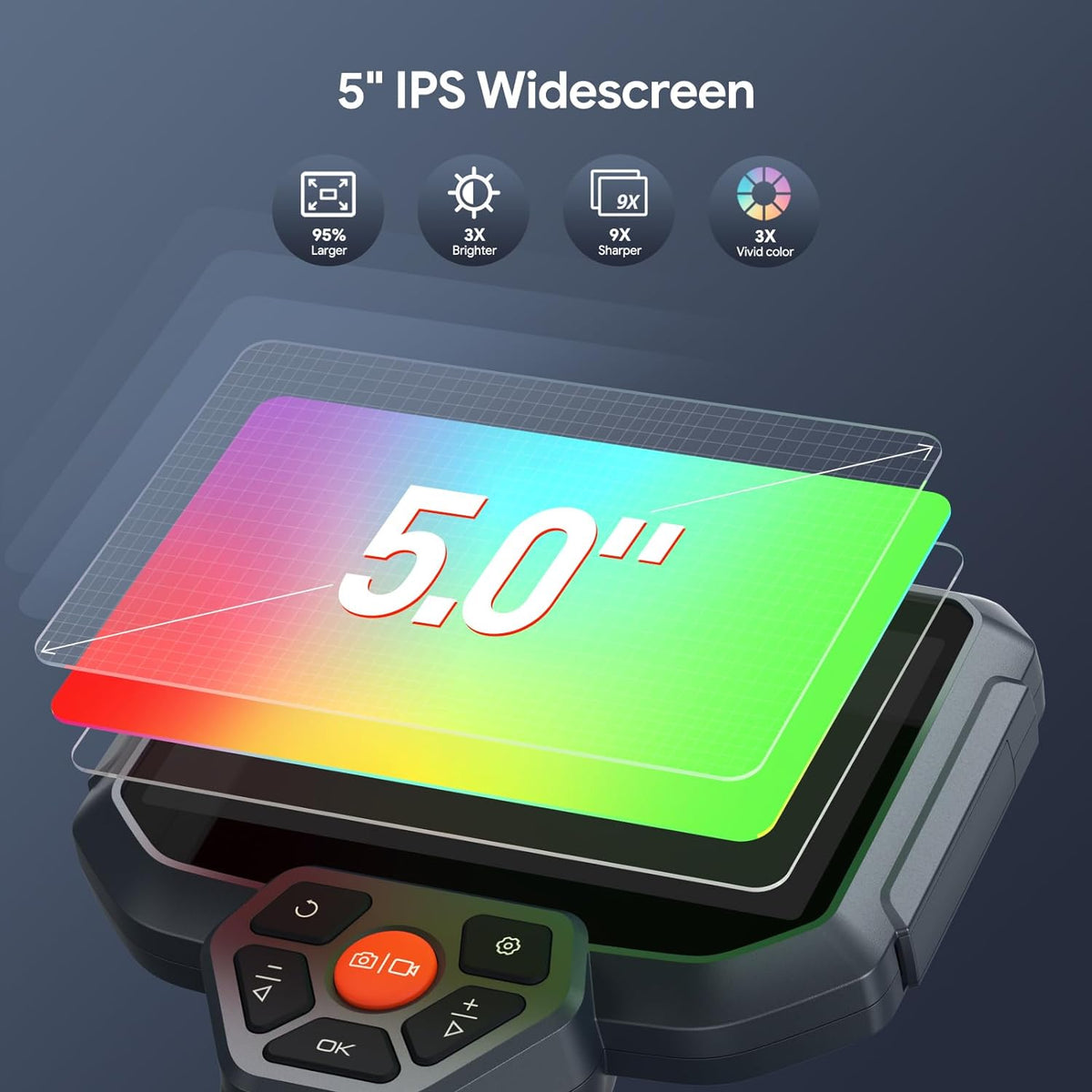 DEPSTECH DS590 Dual Lens Endoscope Camera with 5" IPS Screen