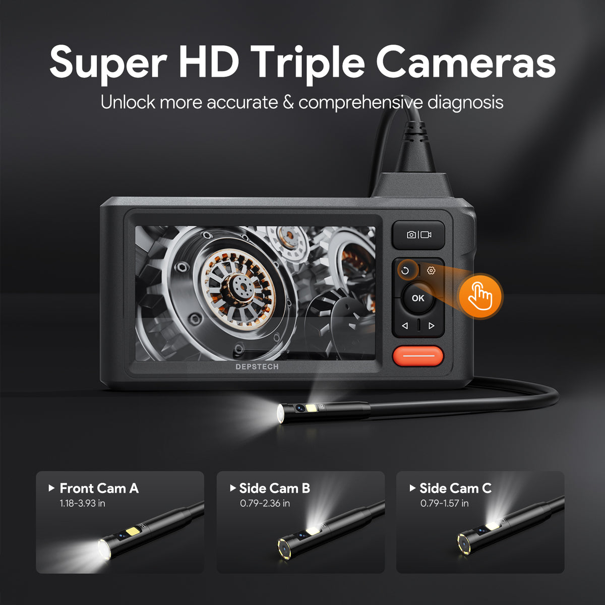 DEPSTECH Triple Lens Sewer Camera, Borescope for Automotive Inspect
